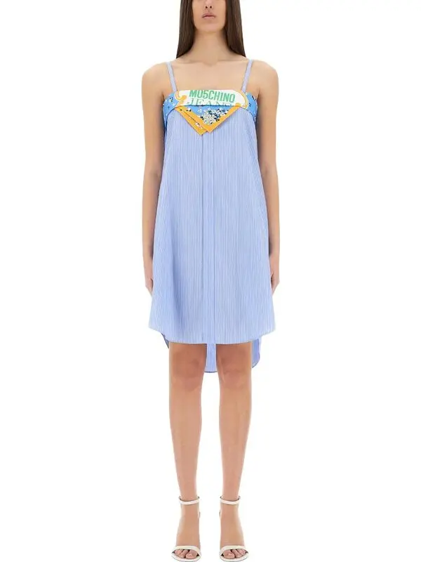 Moschino Patchwork Cotton Dress - Baby Blue
