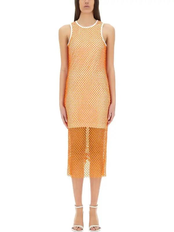 Moschino Mesh And Sequin Dress - Orange