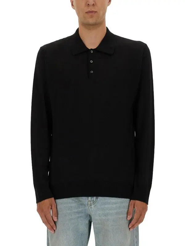 GOLDEN GOOSE Wool Polo - Black