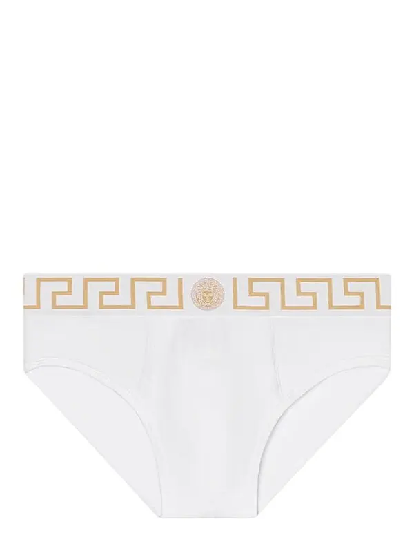 Versace Brief With Greek Pattern - White