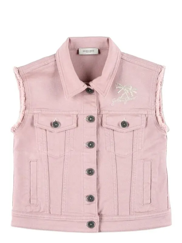 GOLDEN GOOSE Sleeveless Denim Vest - Pink