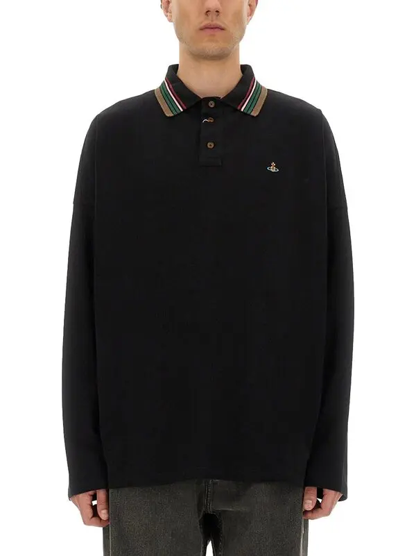 VIVIENNE WESTWOOD Long Sleeved Polo Shirt - Black