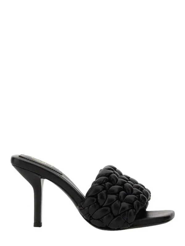 Ash Serena Woven High Heel Slides - Black