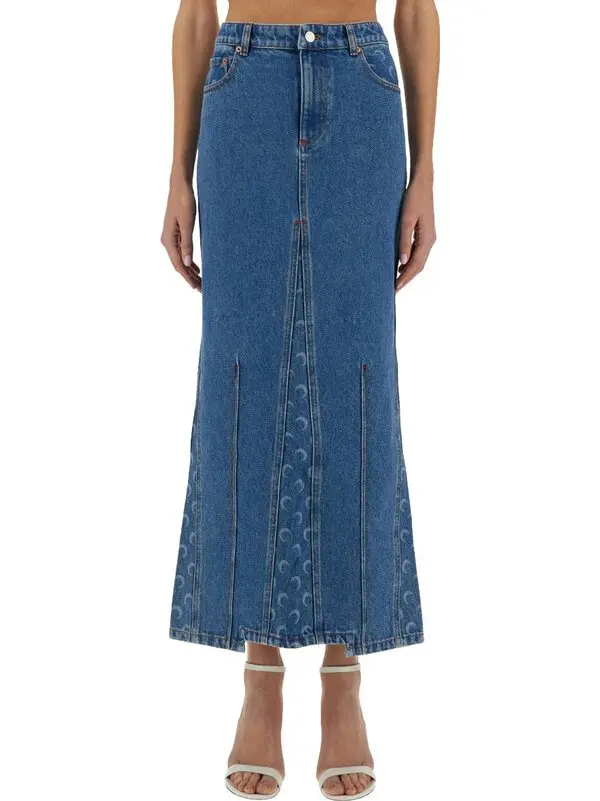 MARINE SERRE Moon Laser Long Skirt - Denim