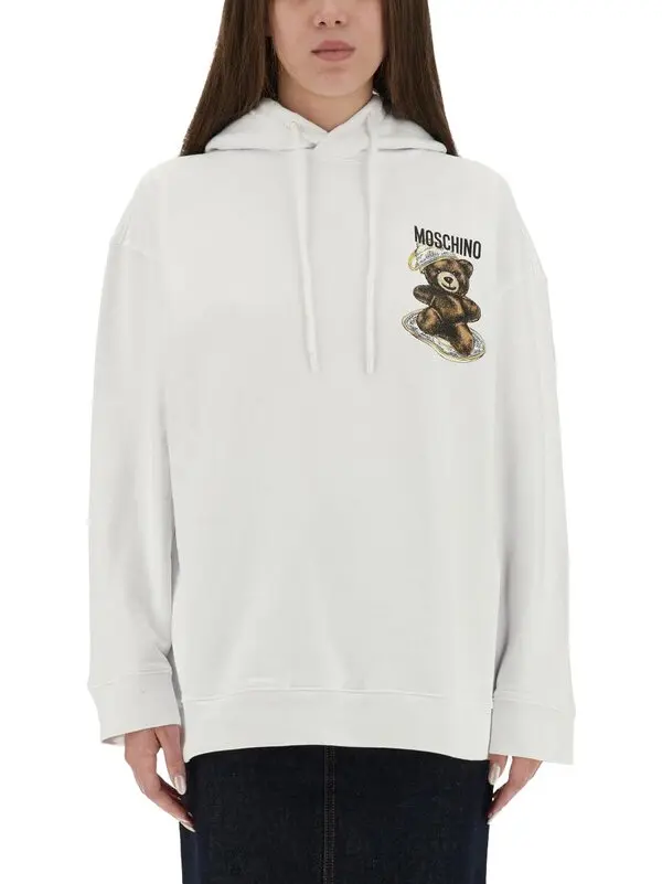 Moschino Teddy Print Regular Fit Sweatshirt - White