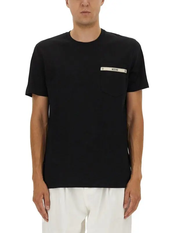 Moschino T Shirt With Logo Ribbon - Black