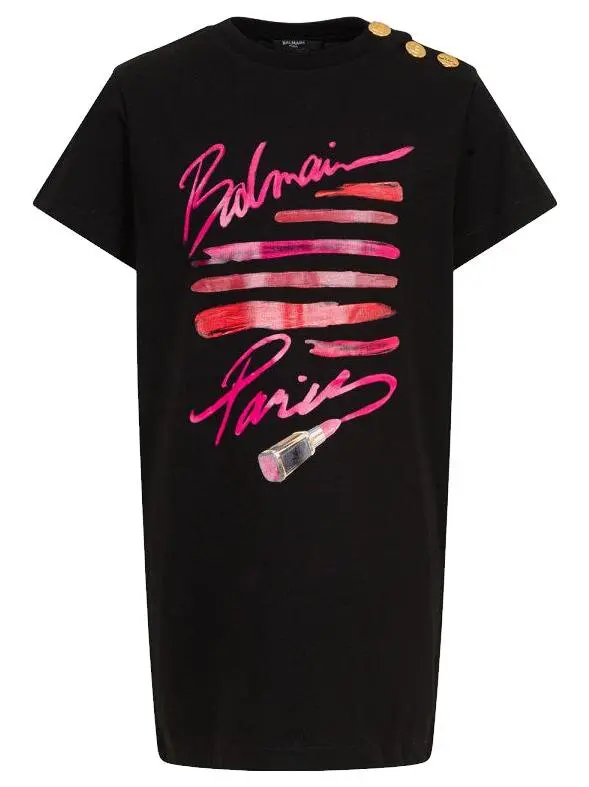 Balmain Logo T-shirt Dress - Black