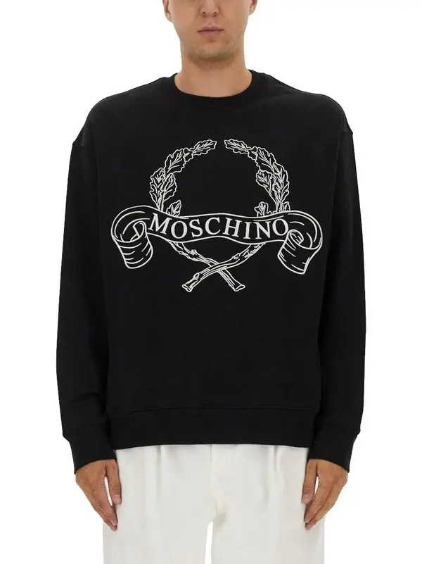Moschino Sweatshirt With Laurel Crown Logo Embroidery - Black