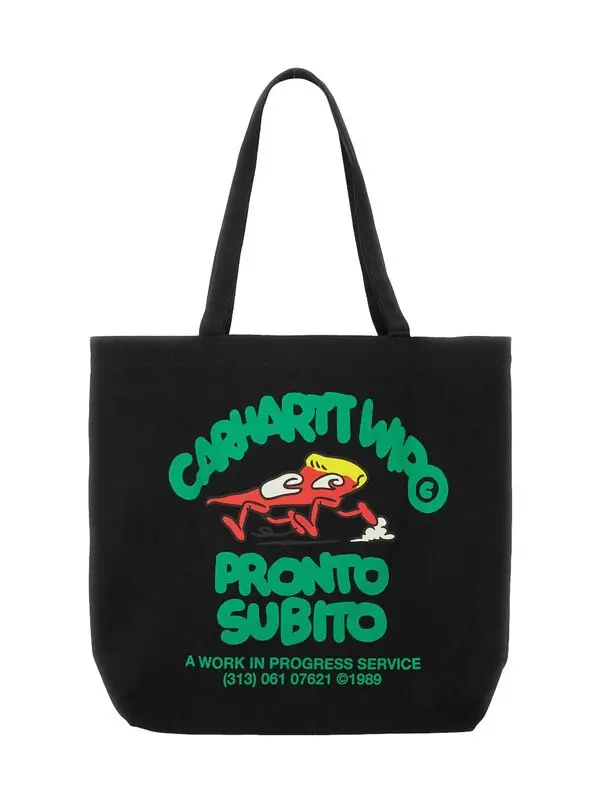 Carhartt Work In Progress Graphic Print Canvas Tote Bag - Black