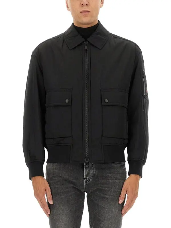 BOSS Bomber Jacket With Removable Lining - Black