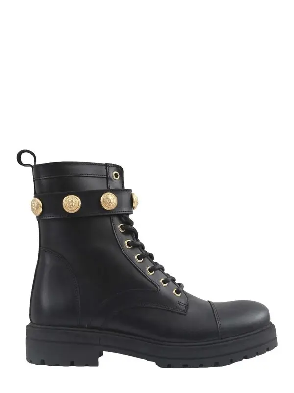 Balmain Lace-up Leather Boots - Black