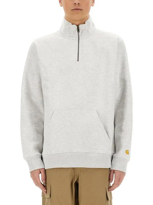 Carhartt Work In Progress Half Zip Pullover Sweatshirt - Grey