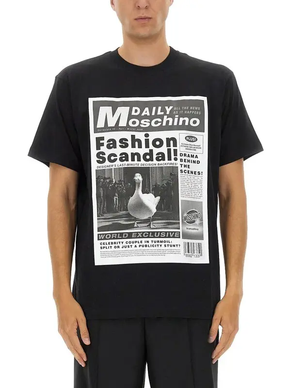 Moschino T Shirt With Print - Black