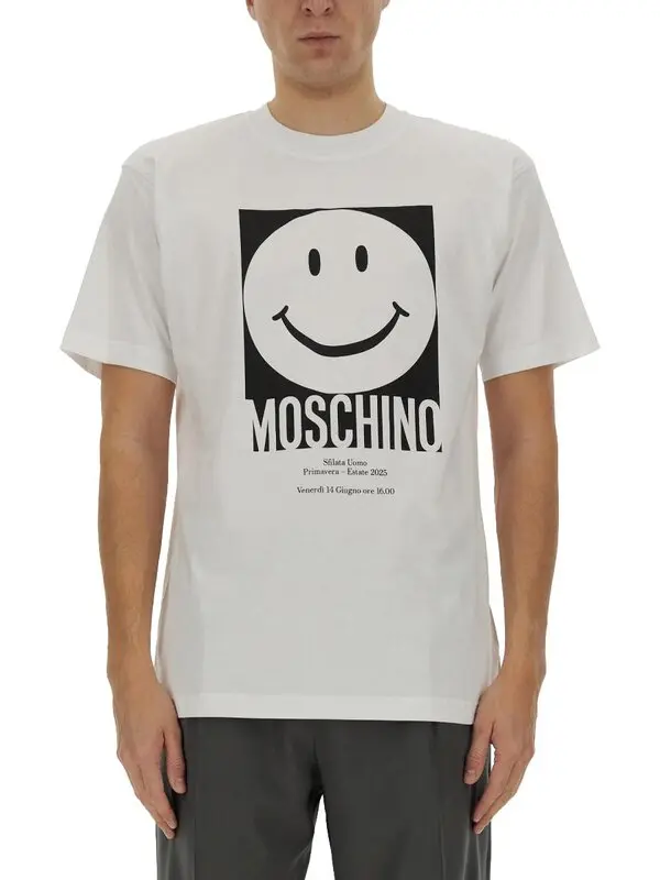 Moschino Logo Print T Shirt - White