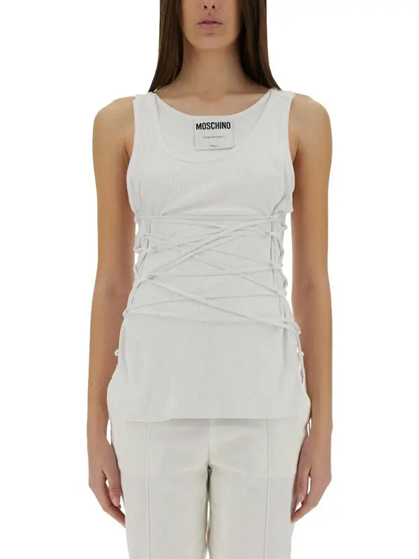 Moschino Slim Fit Tank Top With Laces - White