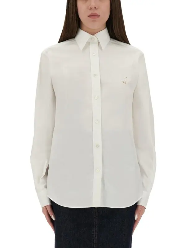 Moschino Shirt With Goose Embroidery - White