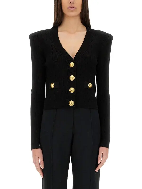 Balmain Cropped Cardigan - Black