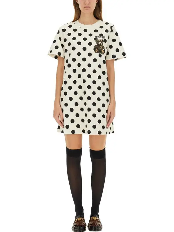 Moschino Teddy Polka Dots T-shirt Dress - Ivory