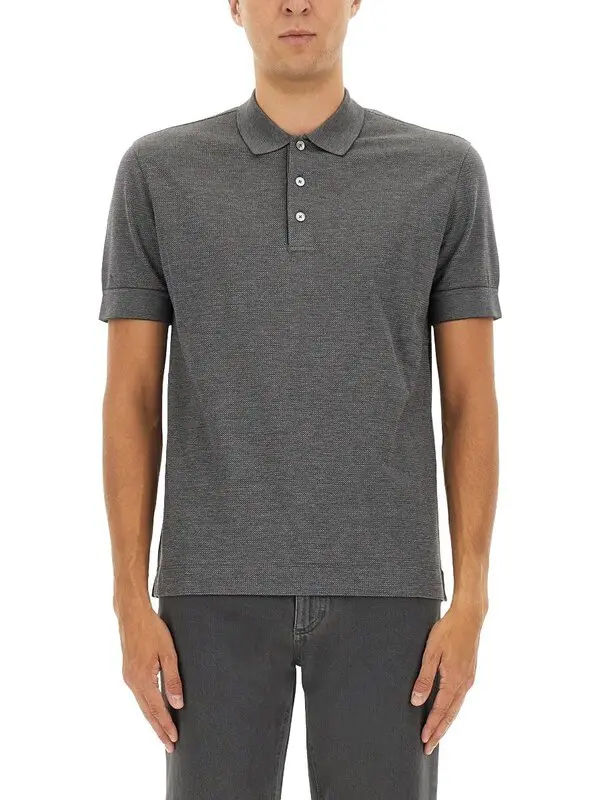 Zegna Cotton Blend Polo Shirt - Grey