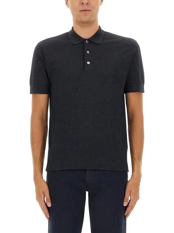 Zegna Cotton Blend Polo Shirt - Black
