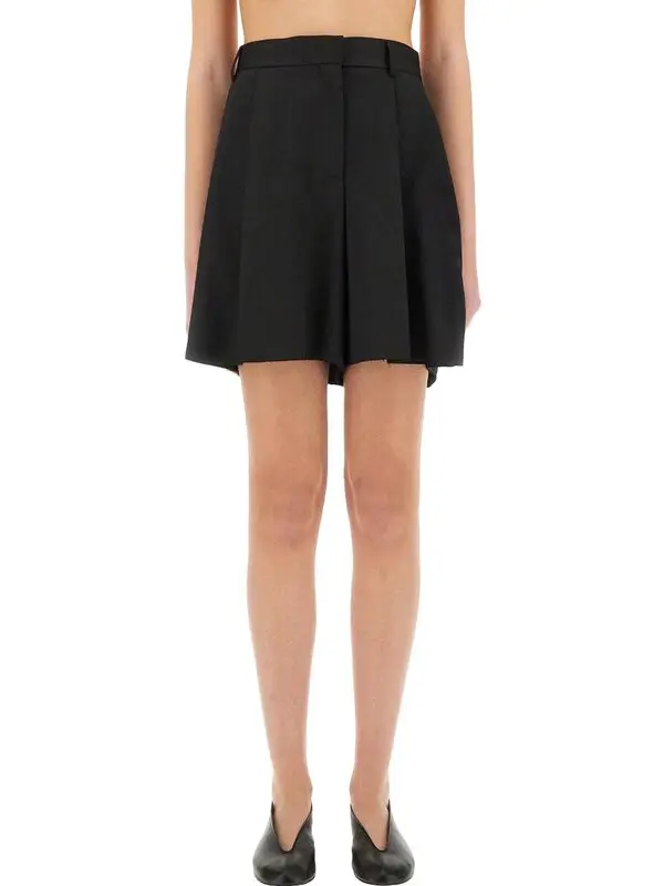 Moschino Asymmetrical Virgin Wool Shorts - Black