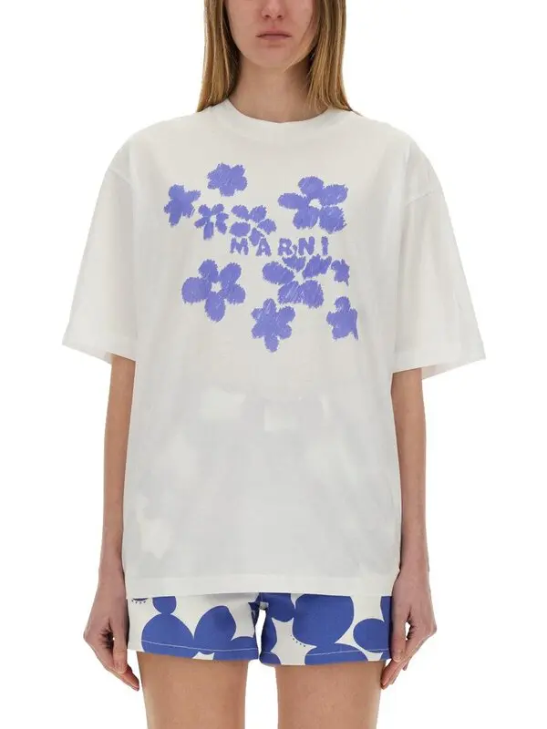 Marni Boxy Printed T-shirt - White