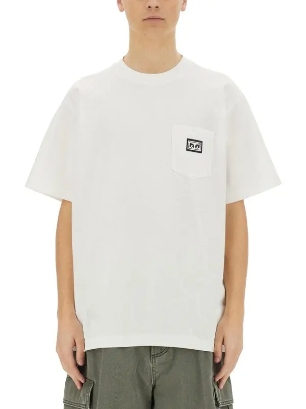 Obey Eyes' T Shirt With Pocket - White