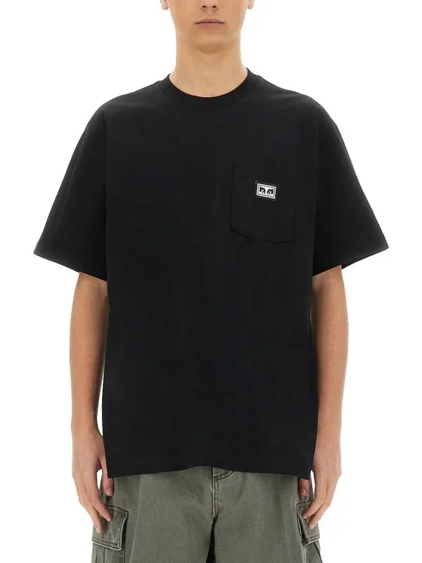 Obey Eyes' T Shirt With Pocket - Black