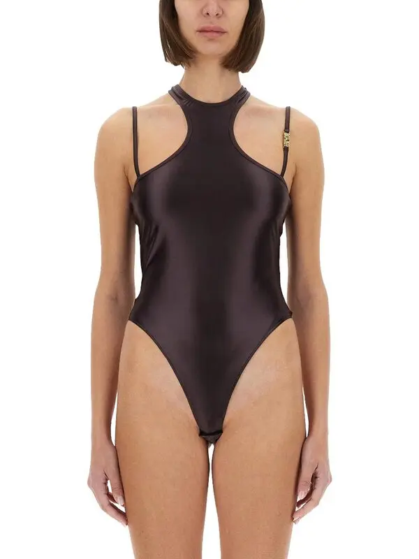 Versace Bodysuit With Racer Back - Brown