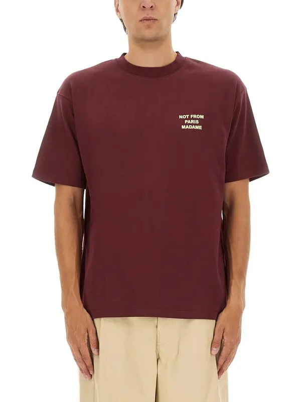 Drole De Monsieur Cotton T-shirt - Bordeaux