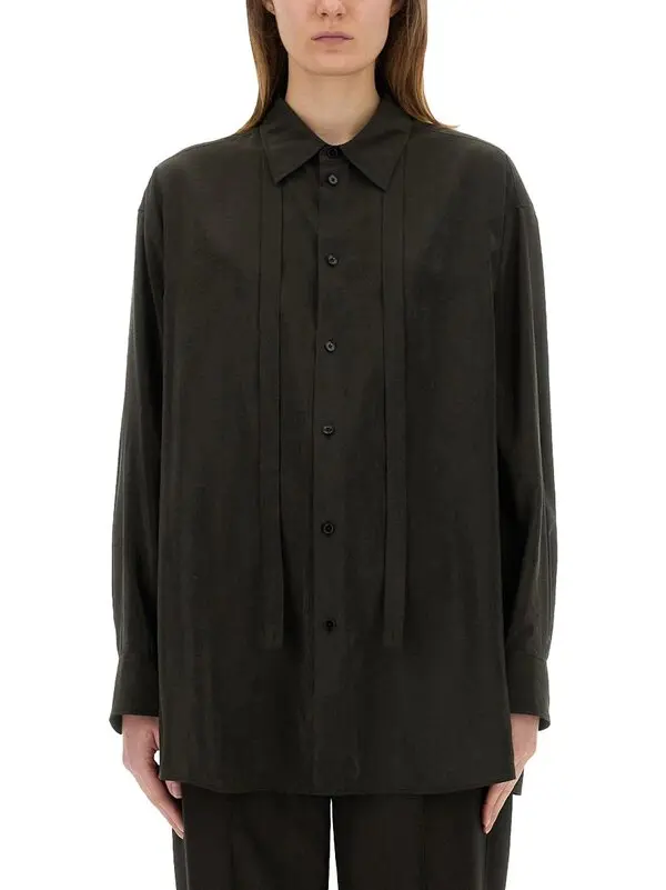 LEMAIRE Long Shirt With Tie - Brown