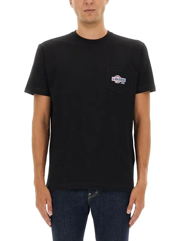 Dsquared2 T-shirt With Pocket And Logo - Black