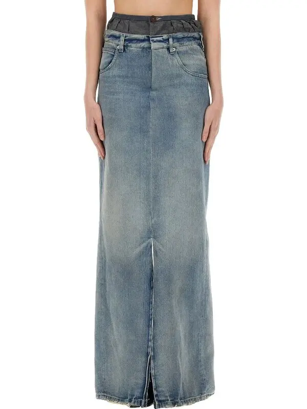 MAISON MARGIELA Maxi Skirt With Slit - Denim