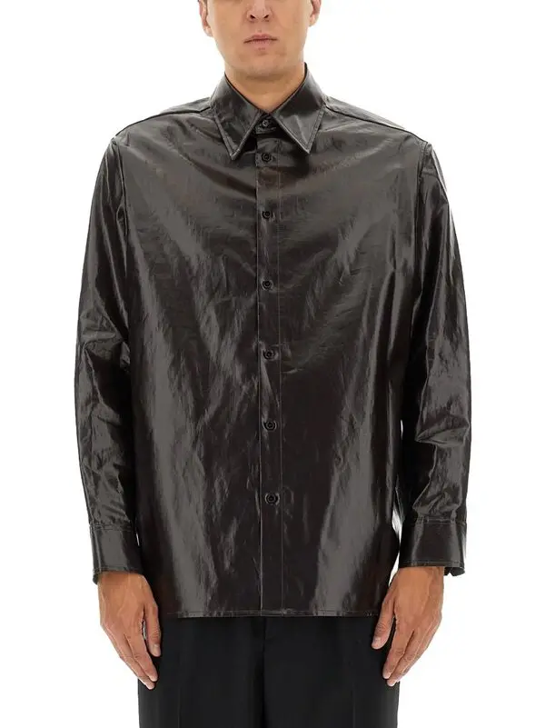 MAISON MARGIELA Shiny Linen Shirt - Brown