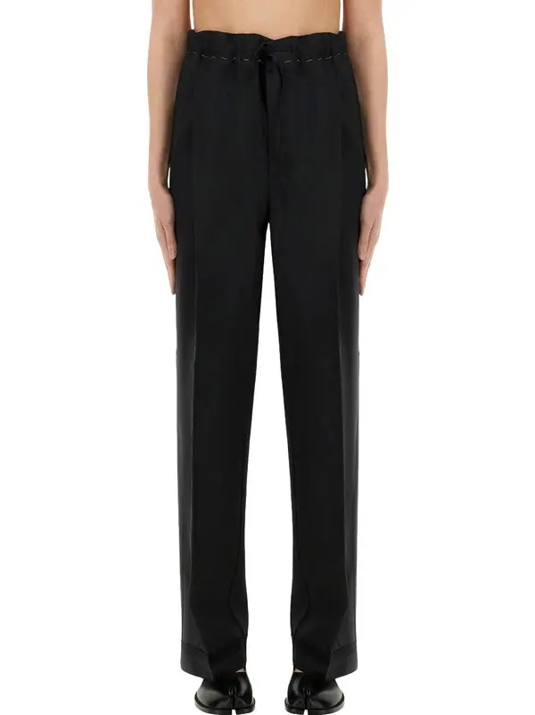 MAISON MARGIELA Wool And Mohair Wide Leg Pants - Black