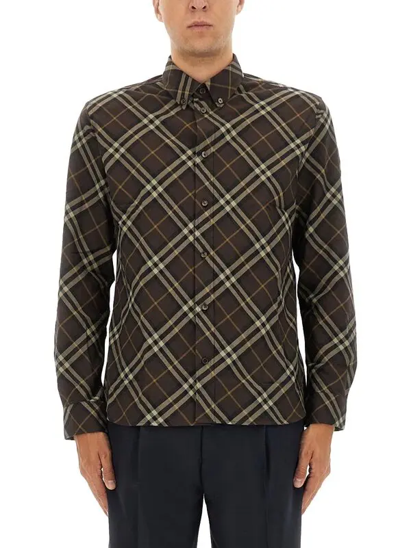 Burberry Cotton Flannel Check Shirt - Brown