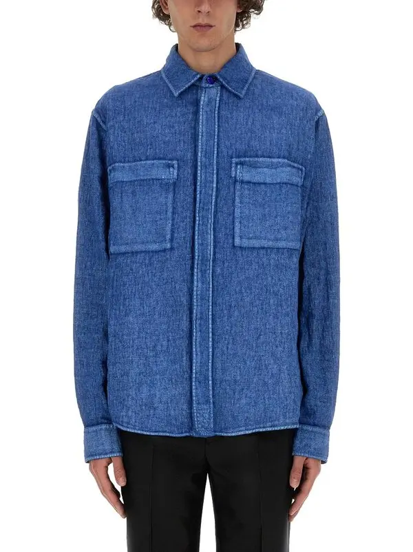 Burberry Linen Regular Fit Shirt - Azure