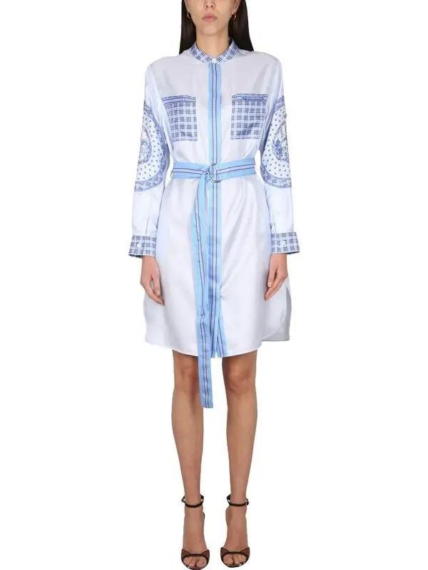 Burberry Silk Chemisier Dress - Blue