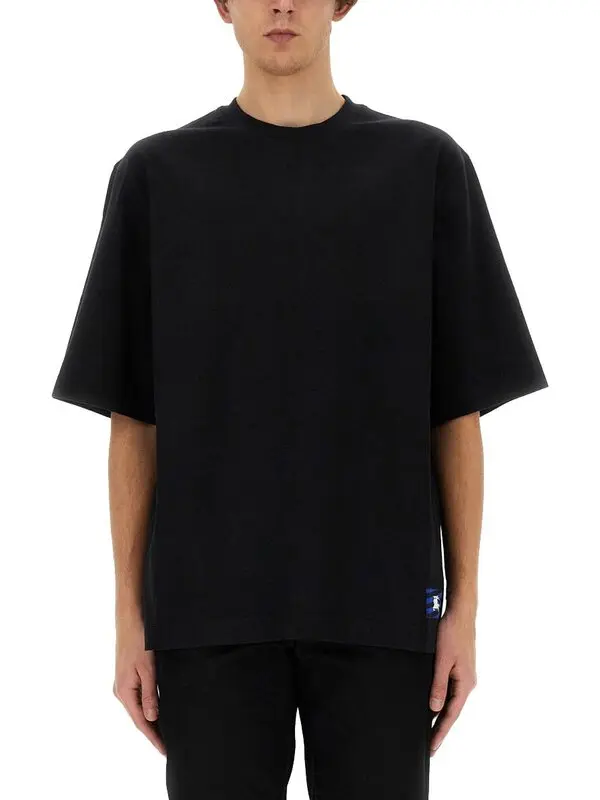 Burberry T Shirt With Ekd Patch - Black