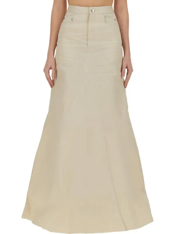 Rick Owens Long Linen Skirt - Beige
