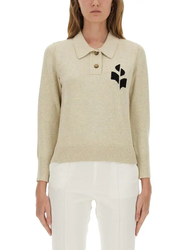 MARANT ETOILE Logo Polo Shirt - Beige