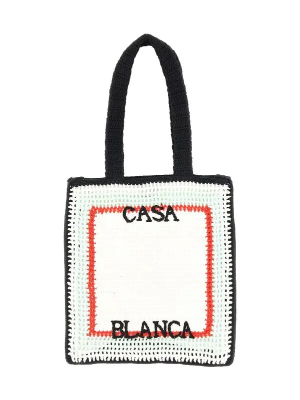 Casablanca Crochet Tote Bag - White