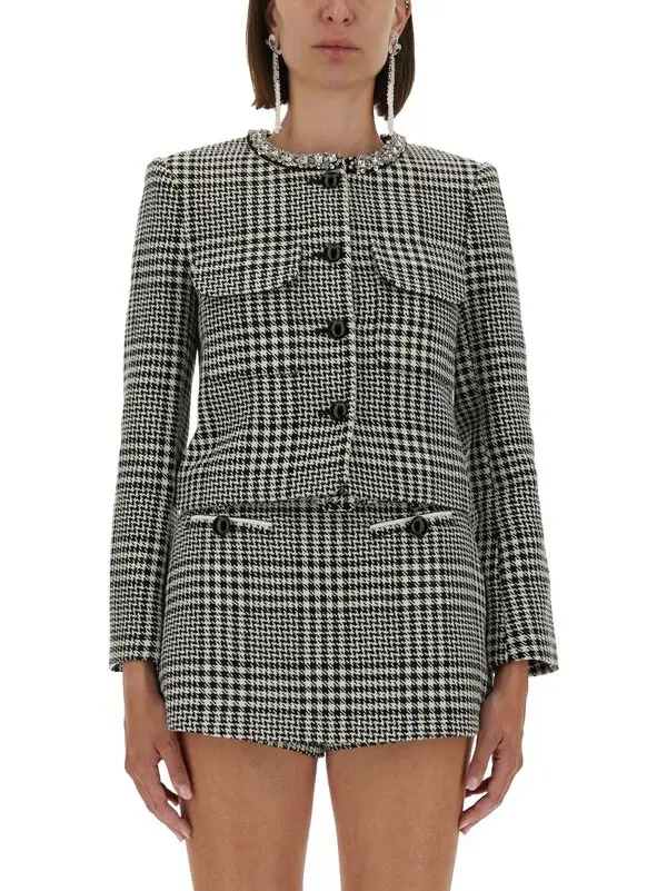 SELF-PORTRAIT Houndstooth Jacket With Crystals - Multicolour