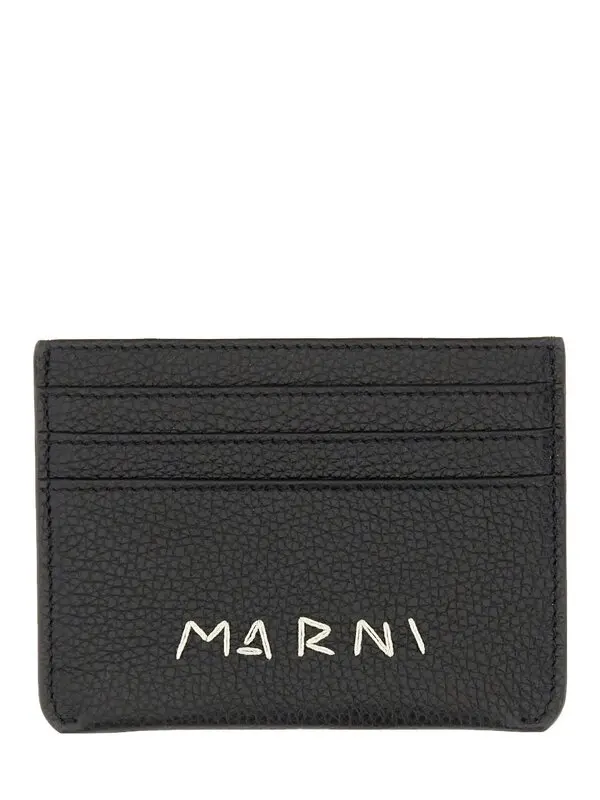 Marni Card Holder With Logo - Black