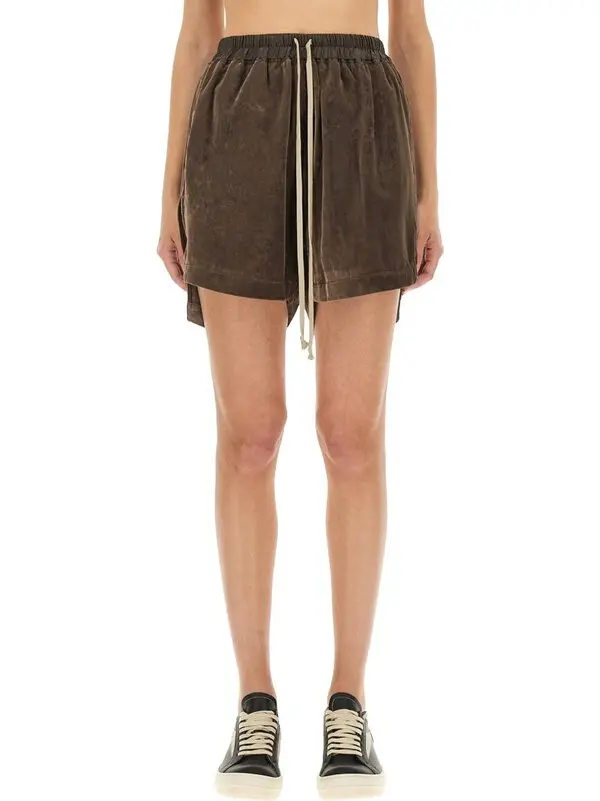 Rick Owens Viscose And Cupro Shorts - Brown