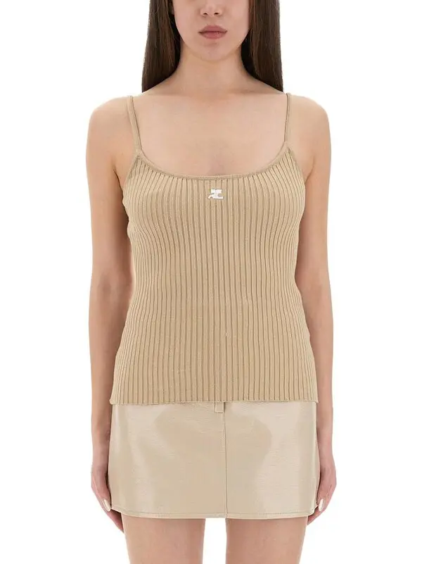 COURREGES Reedition Knit Tank Top - Beige
