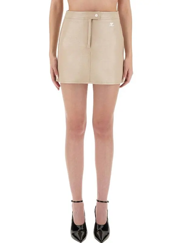 COURREGES Vinyl Mini Skirt - Beige