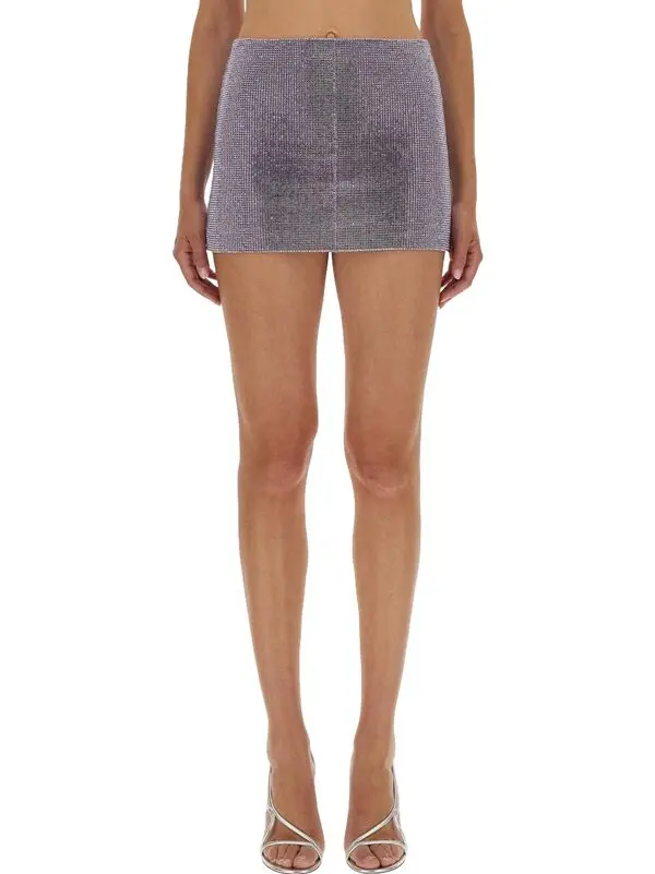 SELF-PORTRAIT Metal Mesh Mini Skirt - Lilac