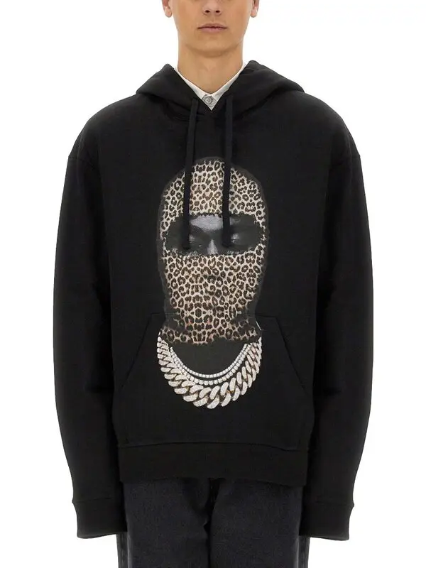 IH NOM UH NIT Leopard Mask Print Crewneck Sweatshirt - Black