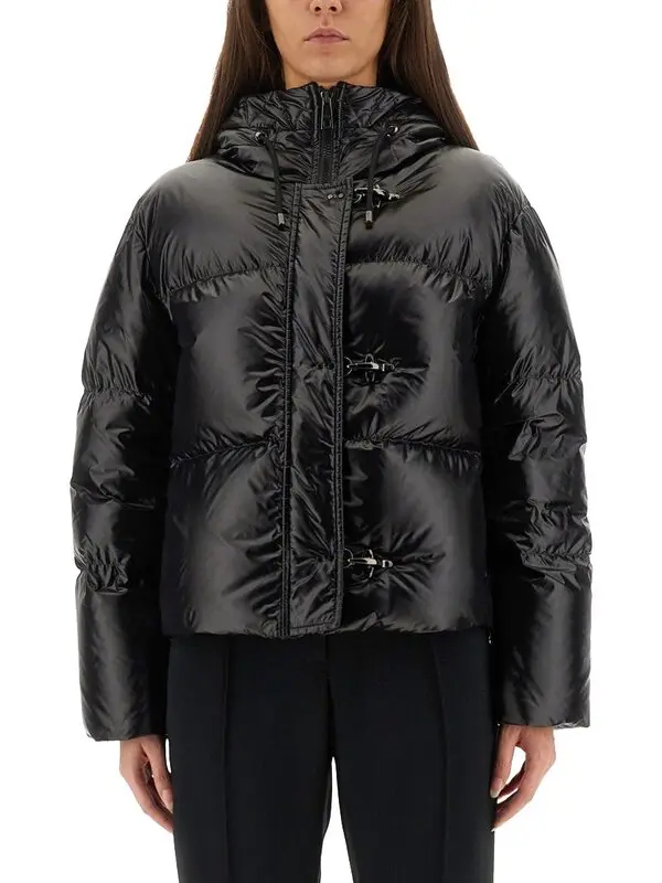 FAY Quilted Jacket With Hooks - Black